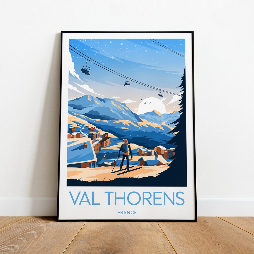 Val Thorens Travel Print France, Val Thorens Poster, Ski Poster, Ski ...