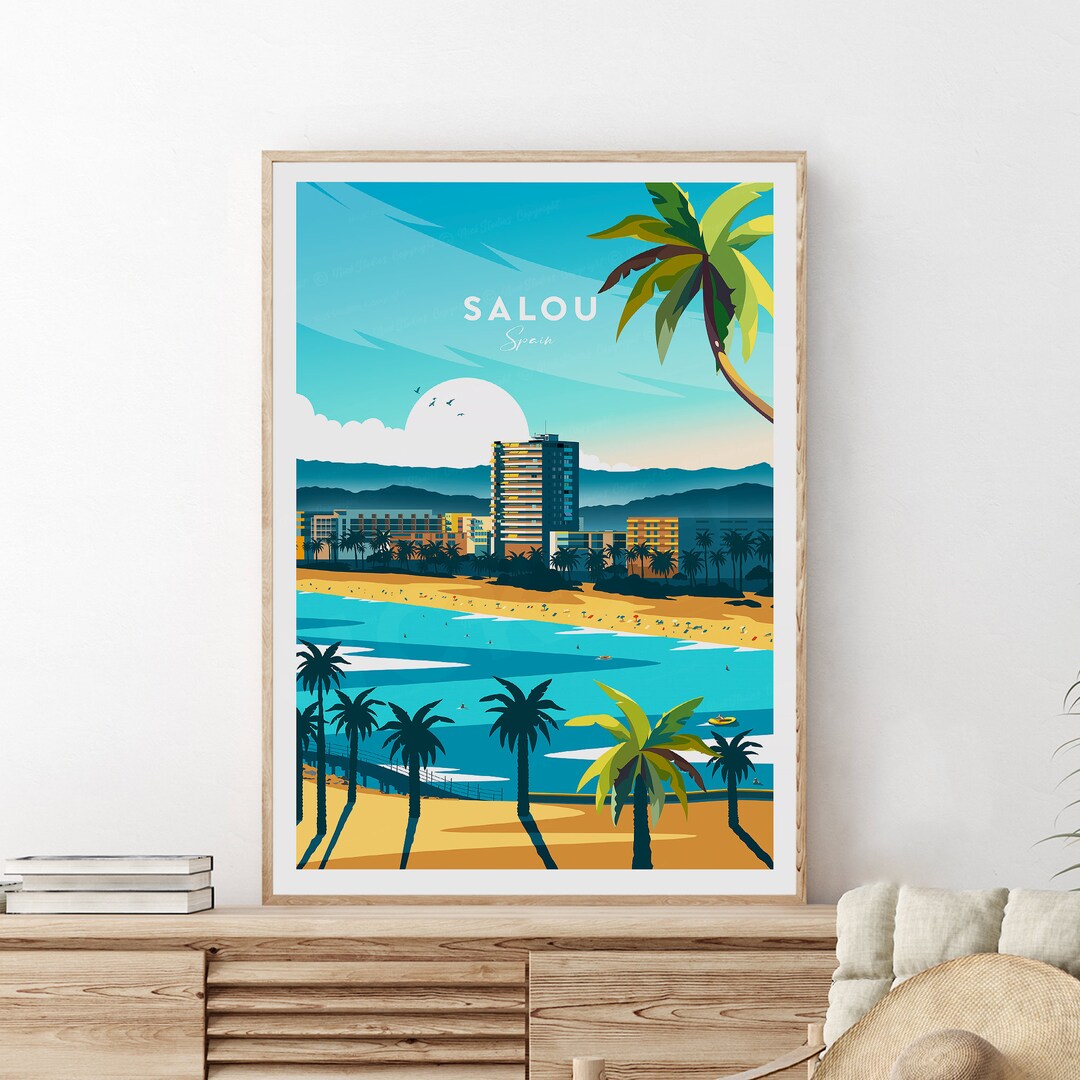Salou Traditional Travel Print - Spain, Salou Artwork, Tarragona ...