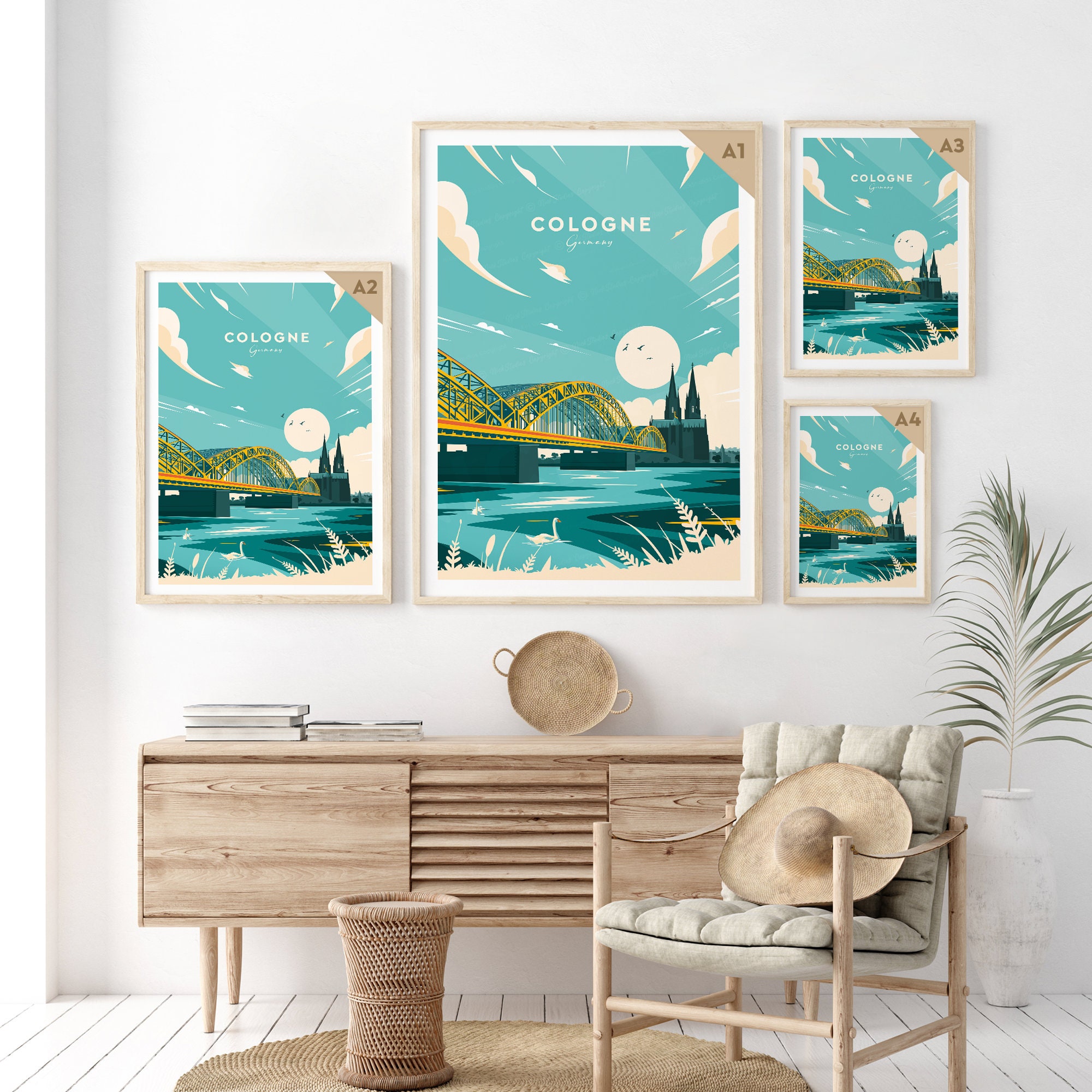 Cologne Traditional Travel Print Germany Cologne Poster - Etsy