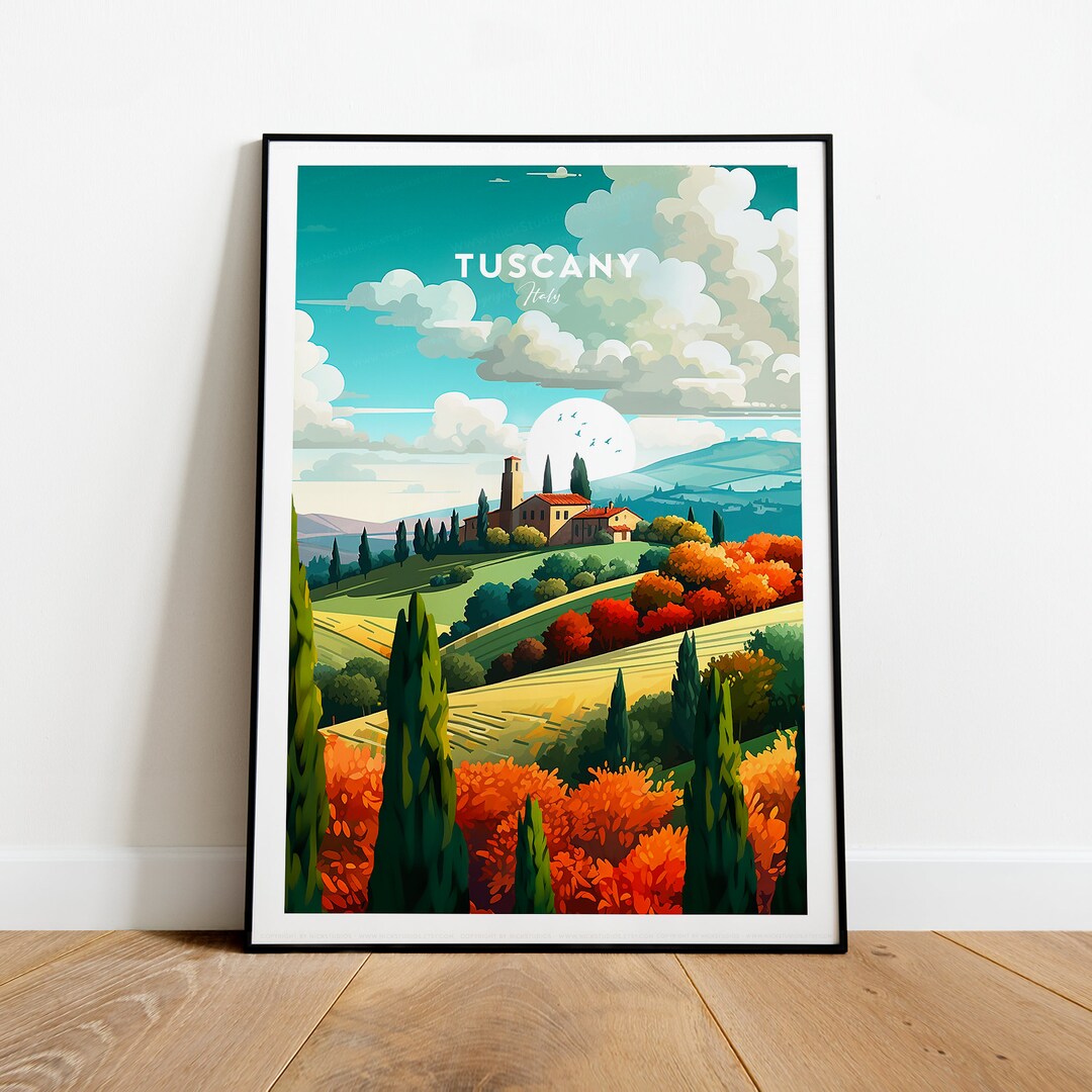 Tuscany Traditional Travel Print - Italy, Tuscany Print, Tuscany Poster ...
