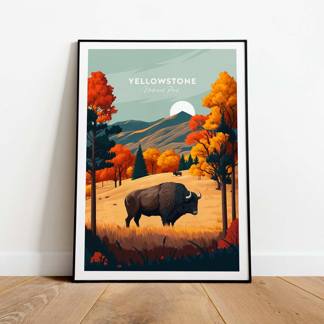 Yellowstone Traditional Travel Print - National Park, USA National Park ...