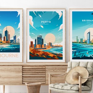 Perth Traditional Travel Print - Australia, Perth Print, Perth Poster ...