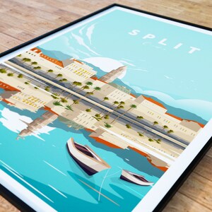 Split Traditional Travel Print - Croatia, Custom Text, Personalised ...
