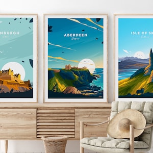 Aberdeen Traditional Travel Print - Scotland, Aberdeen Poster ...