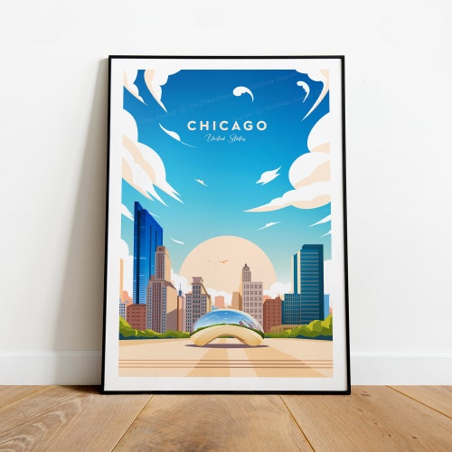 Chicago Art Print Chicago Bean Wall Art Illinois Home Decor | Etsy
