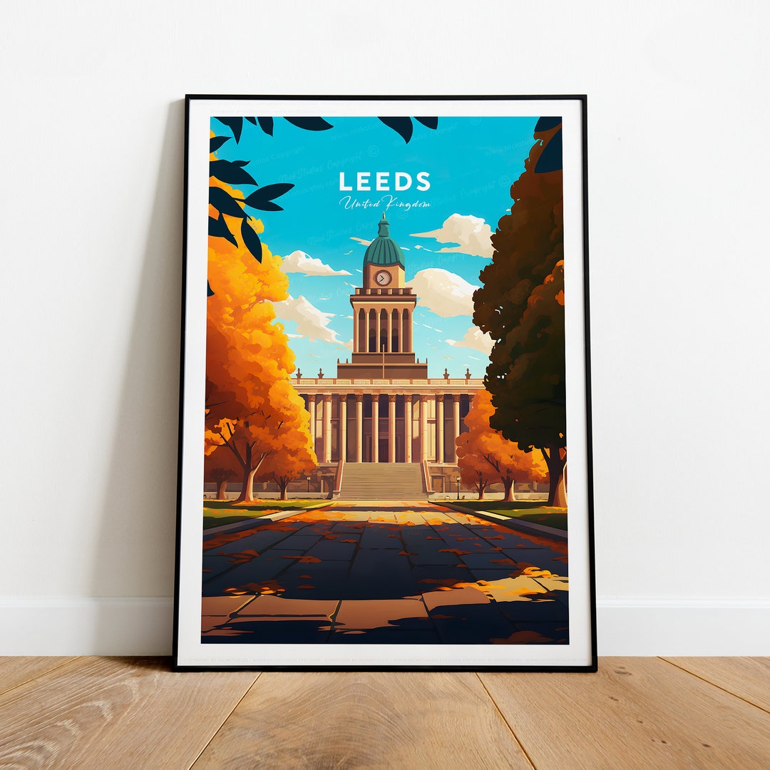 Leeds Traditional Travel Print - United Kingdom, Leeds Poster, Wedding ...