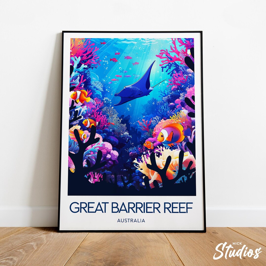 Great Barrier Reef Travel Print - Australia, Great Barrier Reef Poster ...