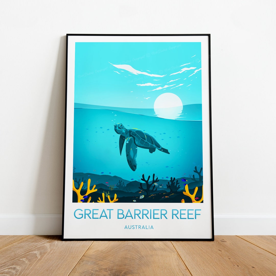 Great Barrier Reef Travel Print - Australia, Great Barrier Reef Poster ...