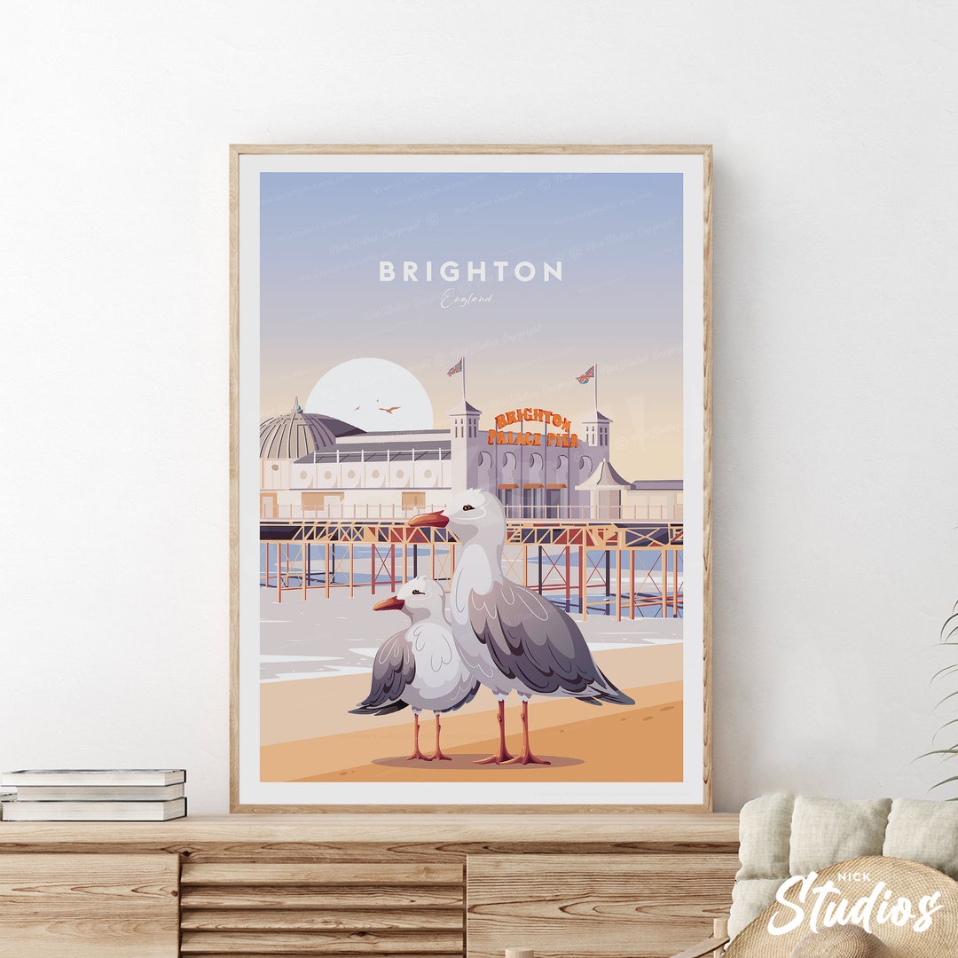 Brighton Traditional Travel Print - England, Brighton Poster, Brighton ...