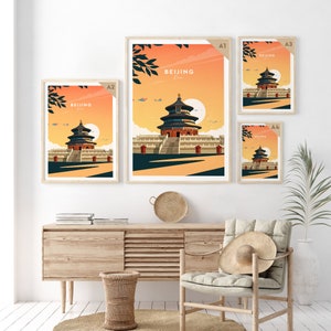 Beijing Sunset Traditional Travel Print - China, Beijing Poster ...