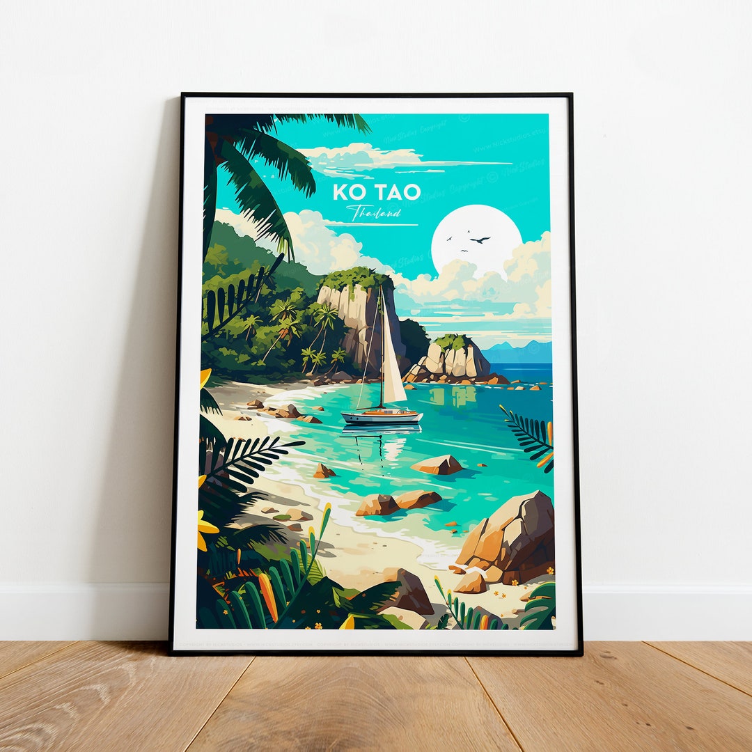 Ko Tao Traditional Travel Print - Thailand, Ko Tao Poster, Travel ...