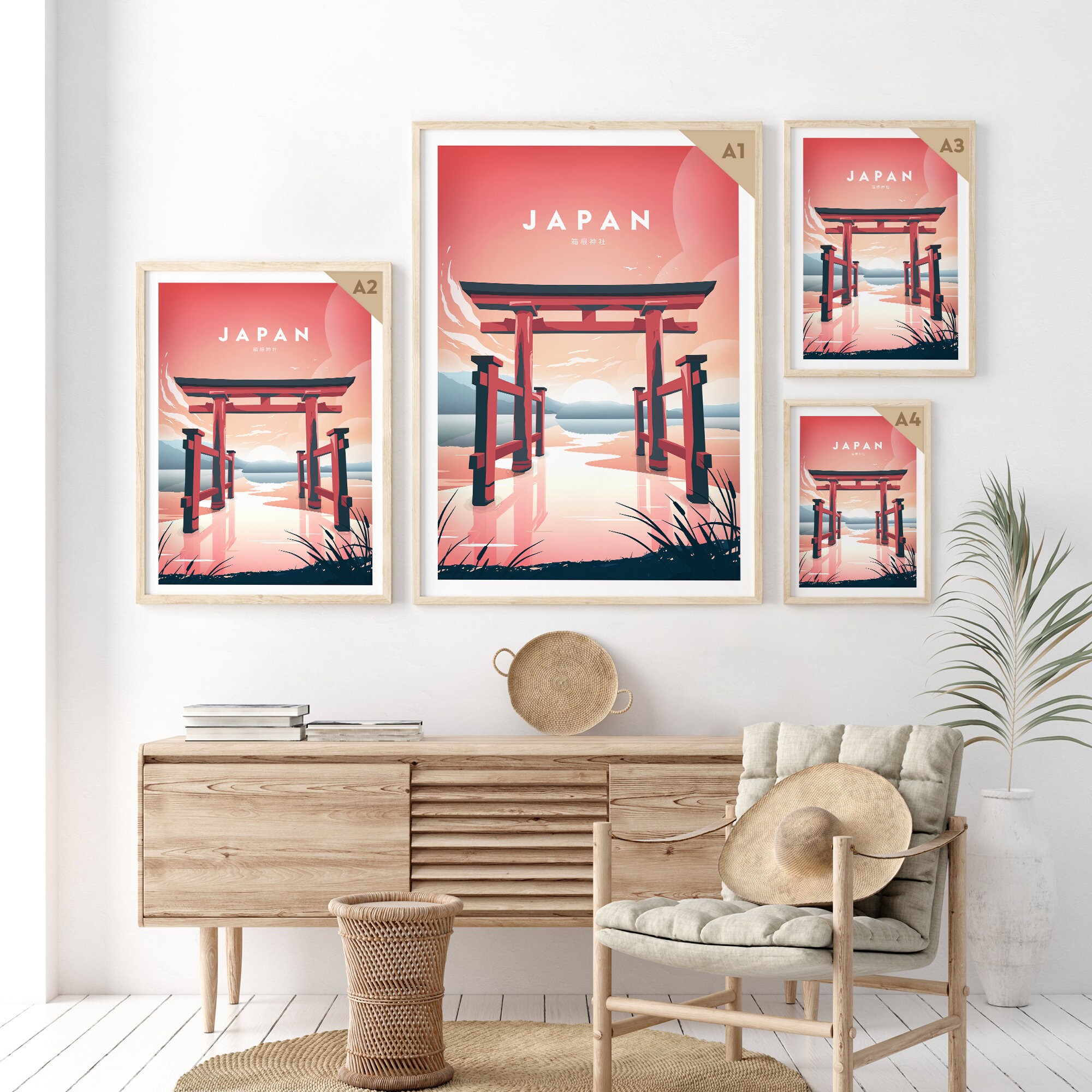 Japan Sunset Traditional Travel Print Hakone Shrine Japan - Etsy UK