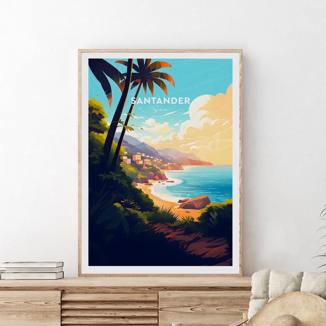 Santander Traditional Travel Print - Spain, Santander Print, Santander ...