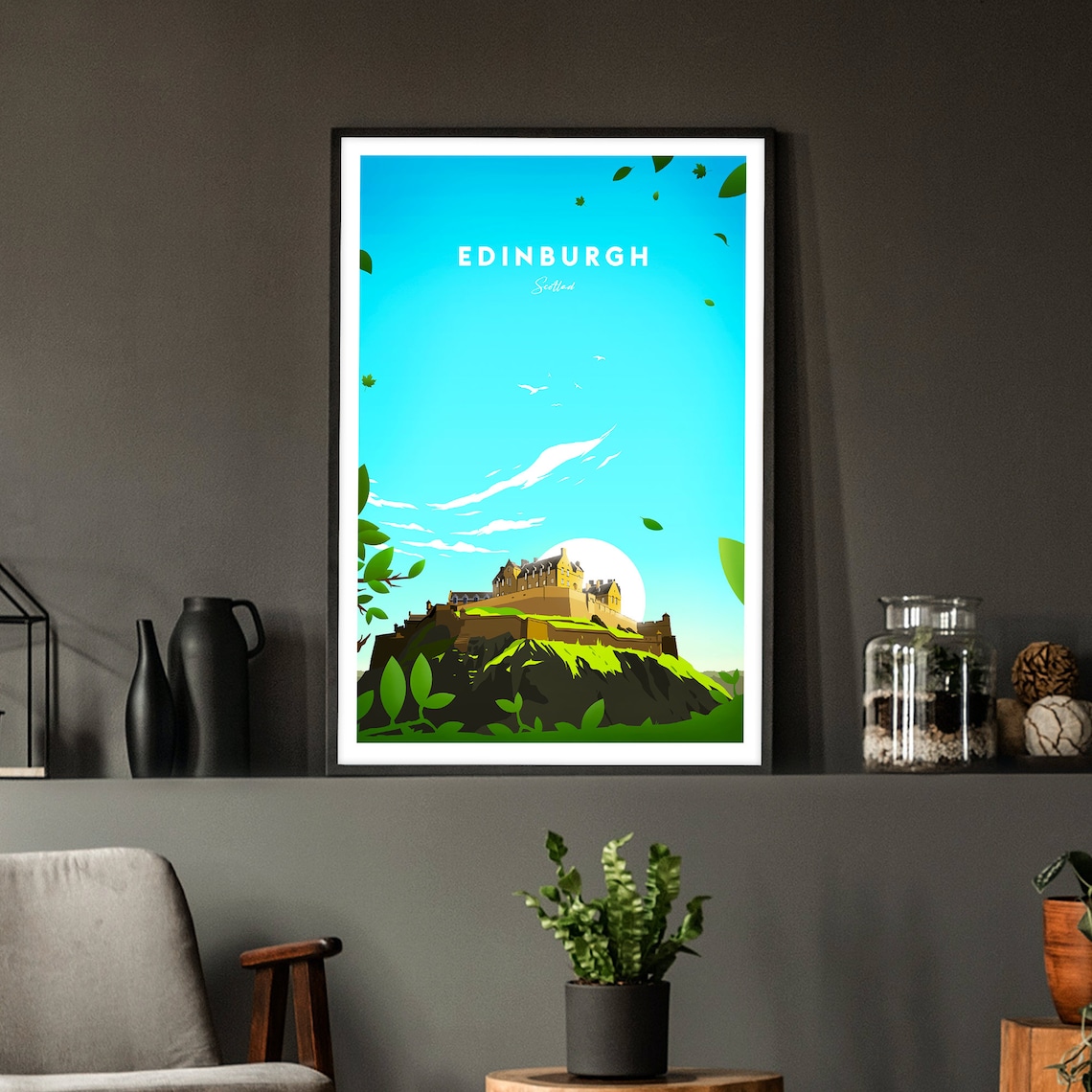 Edinburgh traditional travel print Scotland | Etsy