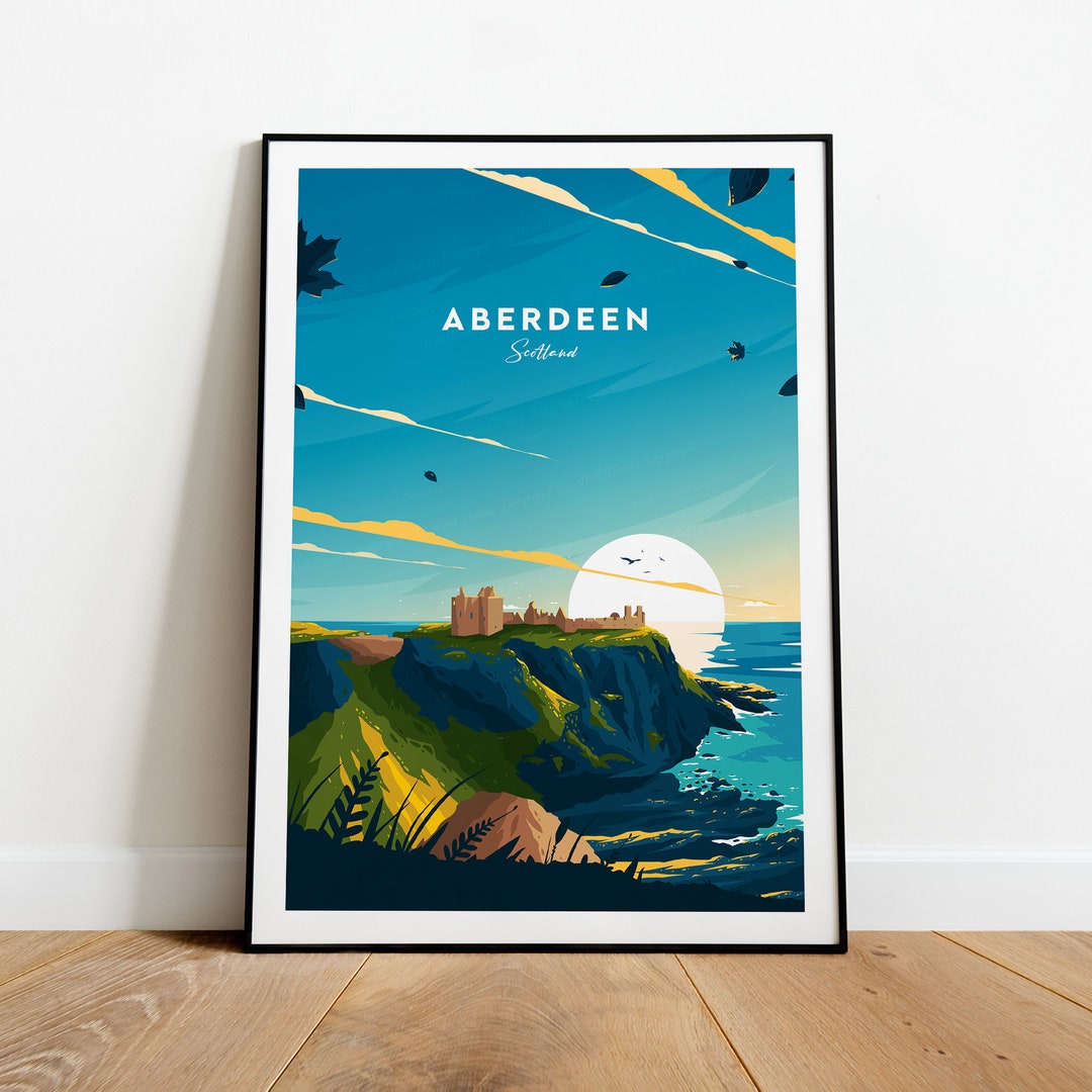 Aberdeen Traditional Travel Print - Scotland, Aberdeen Poster ...