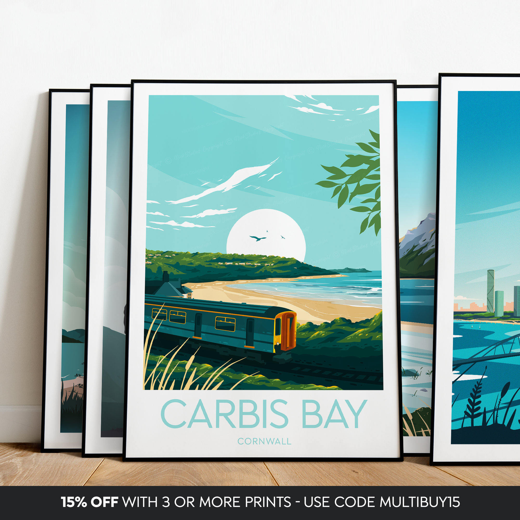 Carbis Bay Travel Print Carbis Bay Poster Cornwall Artwork - Etsy