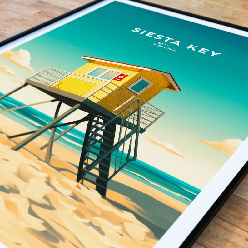 Siesta Key Traditional Travel Print - Florida, Siesta Key Poster ...