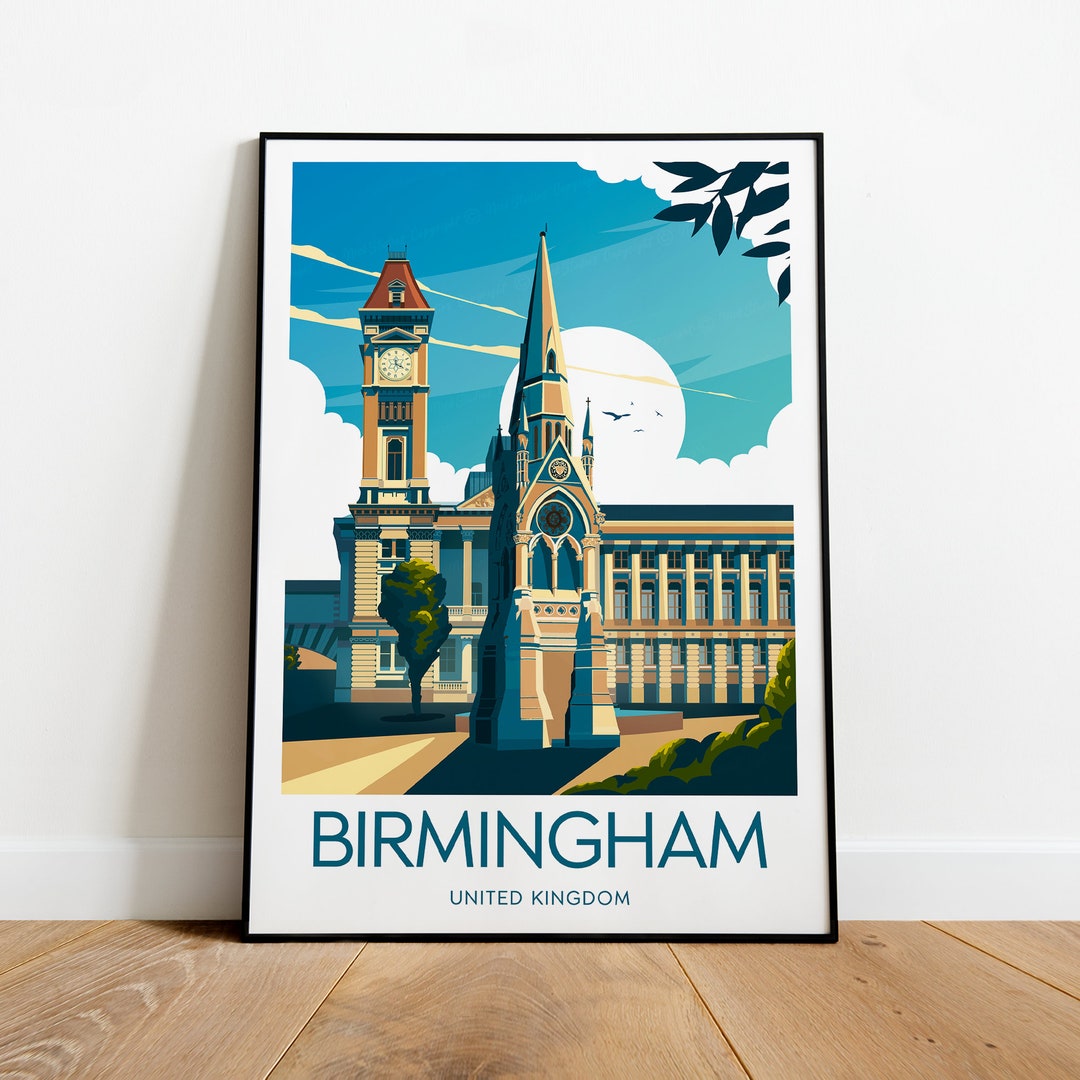 Birmingham Travel Print - United Kingdom, Birmingham Poster, Wedding ...