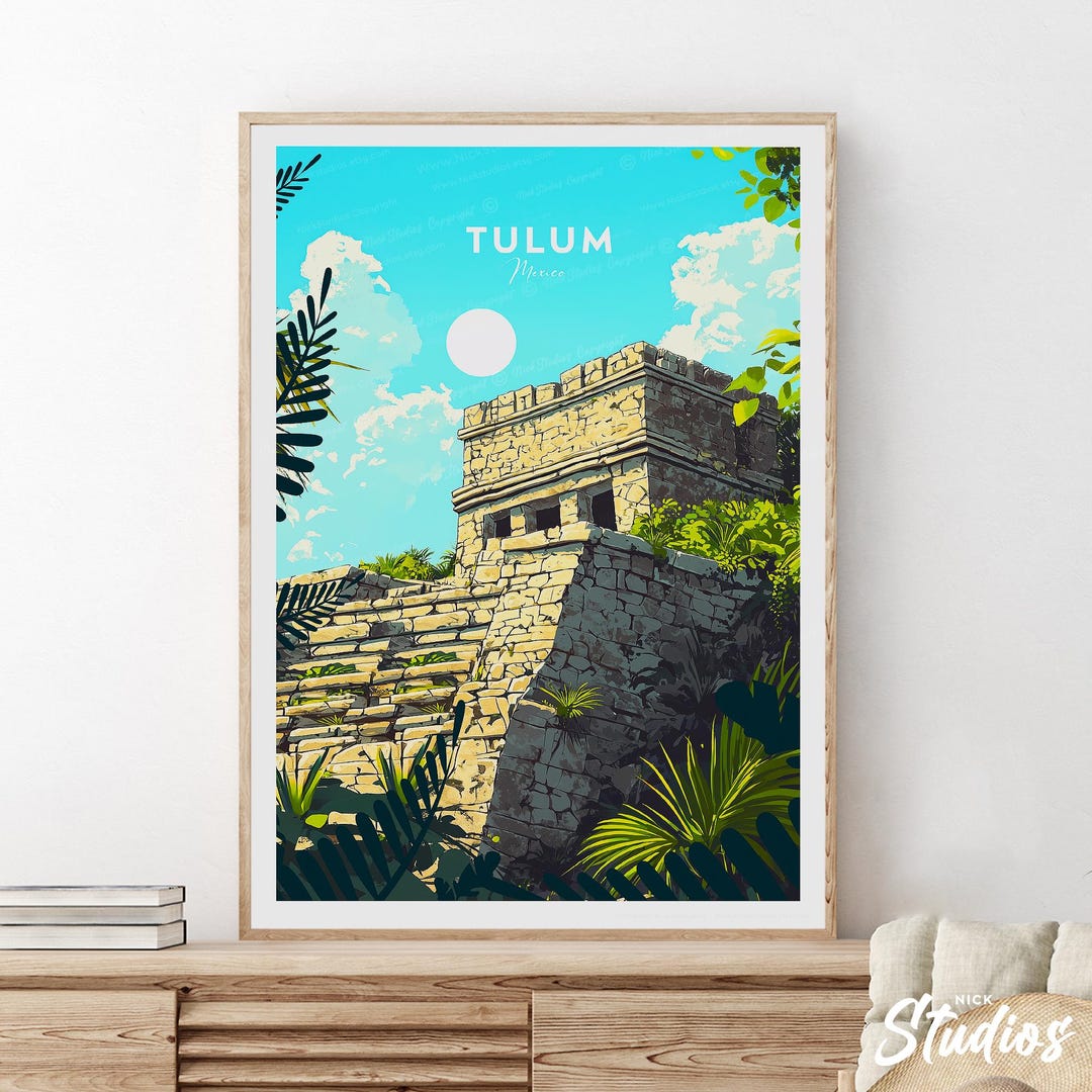 Tulum Traditional Travel Print Mexico, Tulum Poster, Tulum Print, Tulum ...