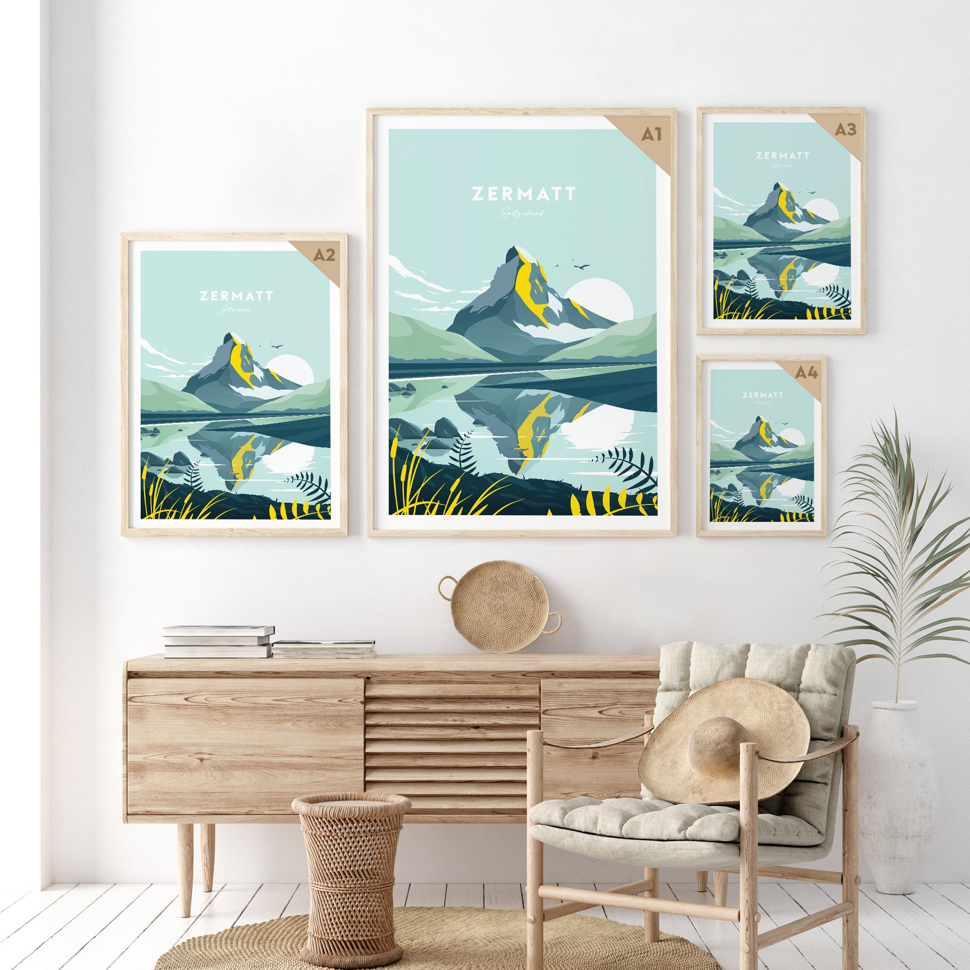 Zermatt Traditional Travel Print Switzerland Zermatt - Etsy UK