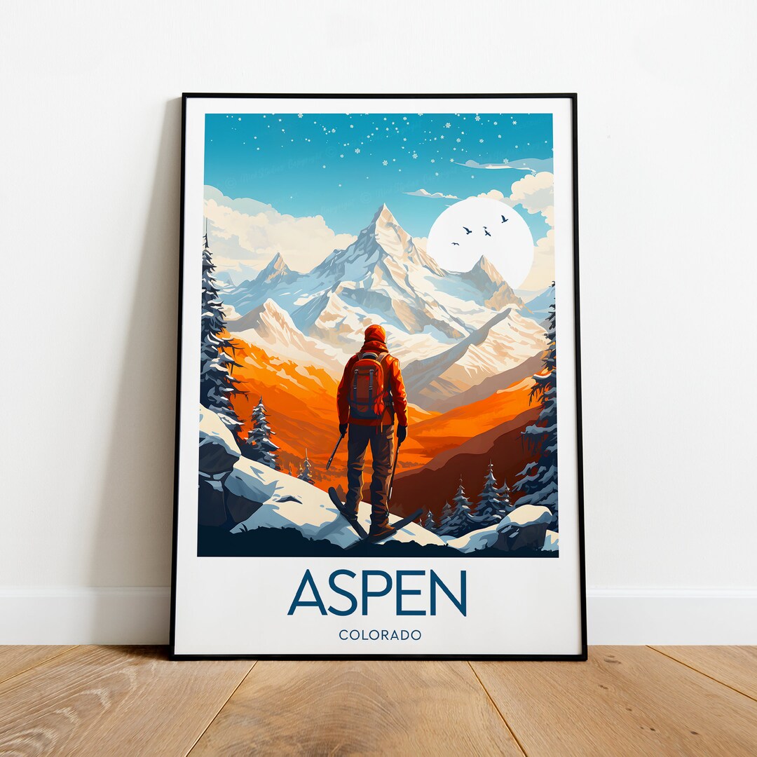 Aspen Travel Print Colorado, Aspen Poster, Ski Poster, Ski Resort Print ...