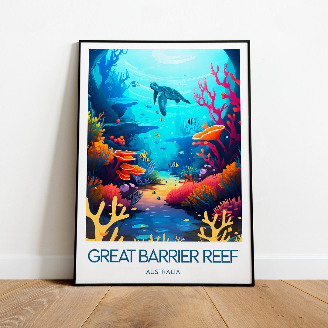 Great Barrier Reef Travel Print - Australia, Great Barrier Reef Poster ...
