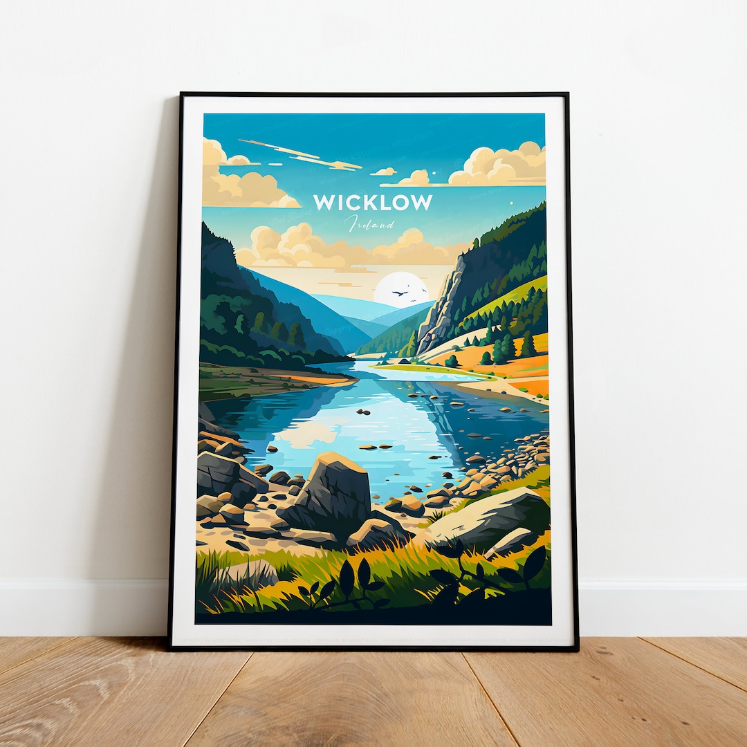 Wicklow Traditional Travel Print - Ireland, Wicklow Poster, Wedding ...