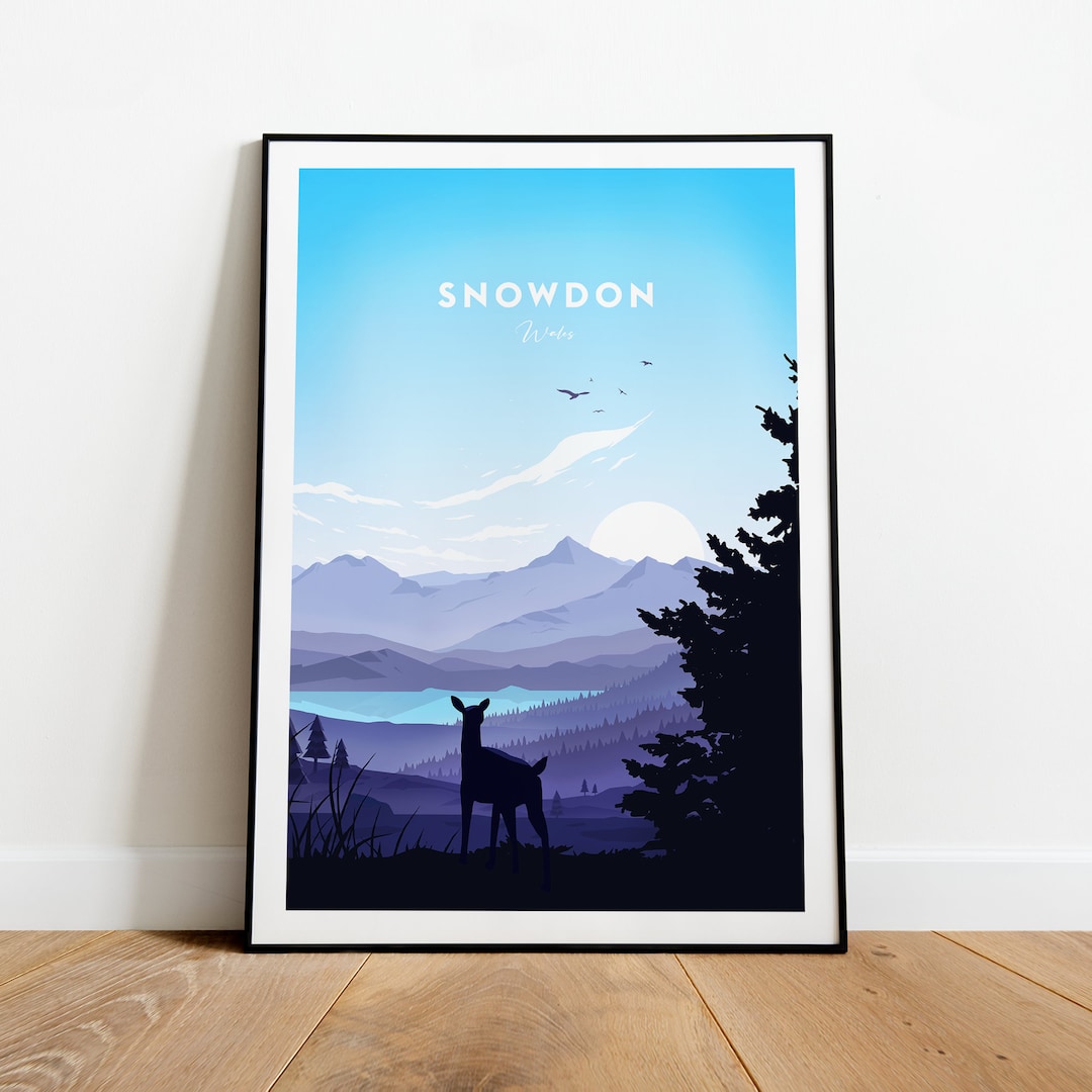 Snowdon Traditional Travel Print Wales, Swindon Poster, Snowdonia Print ...