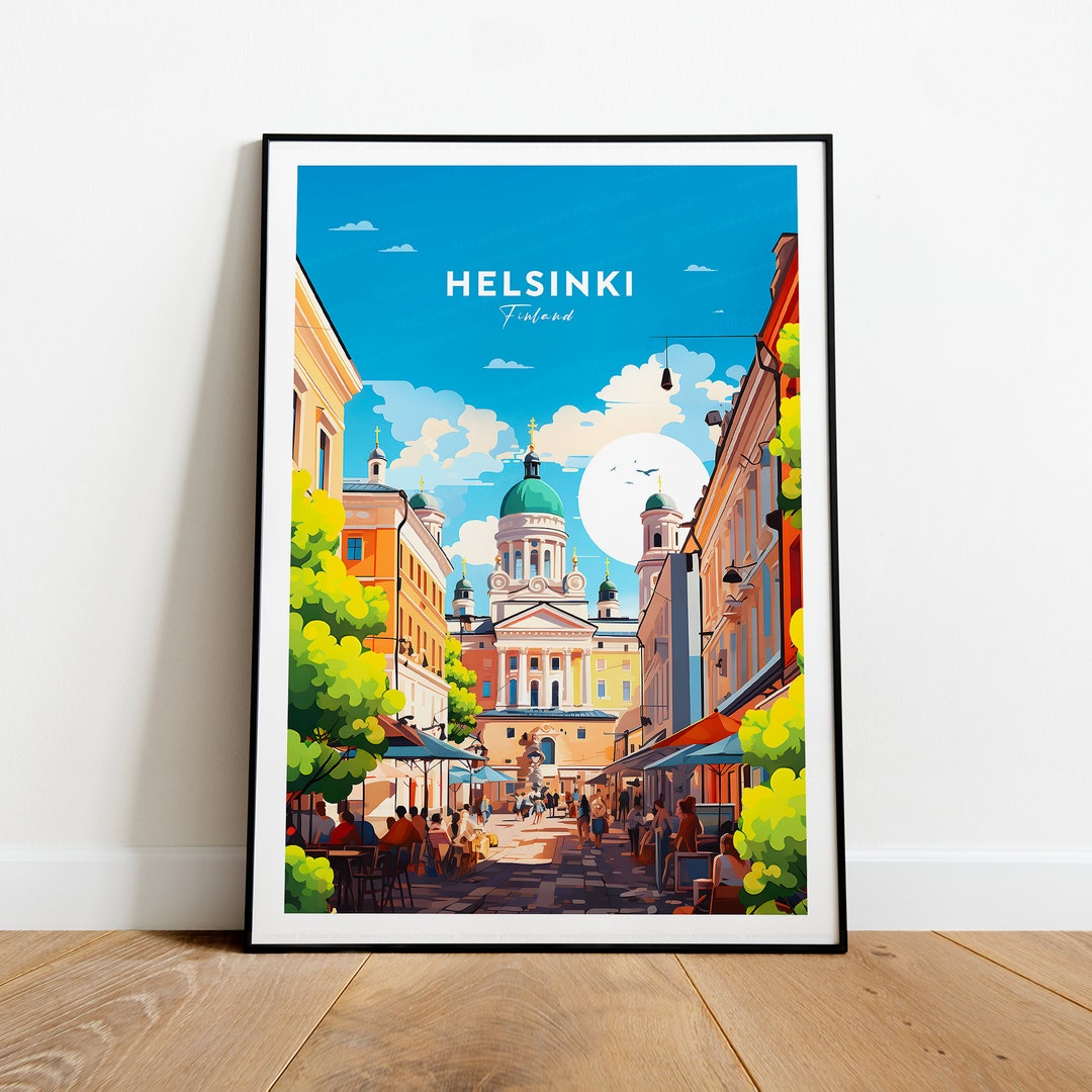 Helsinki Traditional Travel Print Finland, Helsiniki Poster, Wedding ...