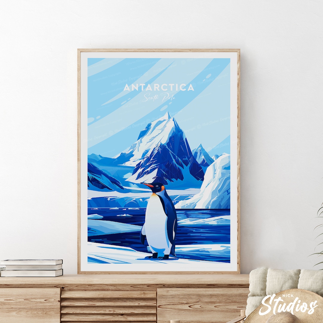 Antarctica Traditional Travel Print - South Pole, Antarctica Print ...