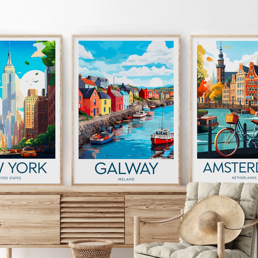 Galway Travel Print - Ireland,galway Poster, River Corrib, Galway ...