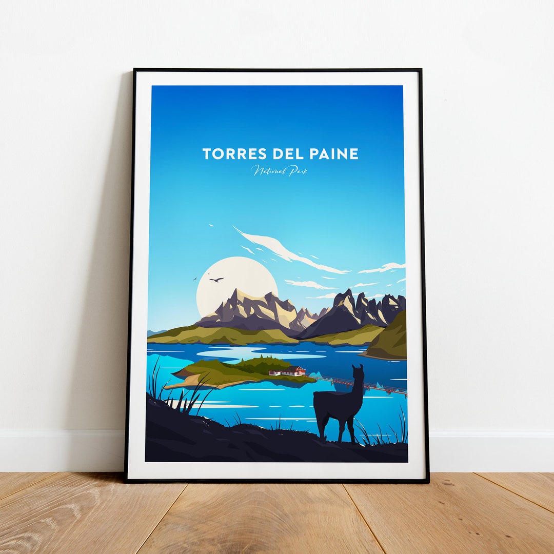 Torres Del Paine Traditional Travel Print National Park, Custom Text ...