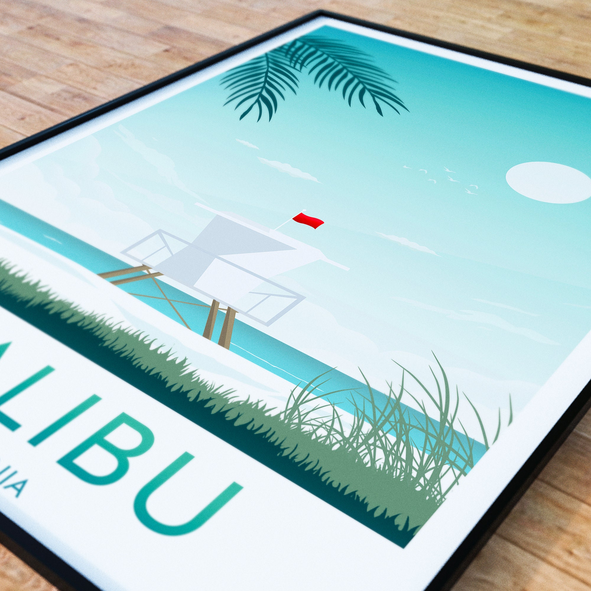 Malibu Travel Print California Malibu print Malibu poster | Etsy