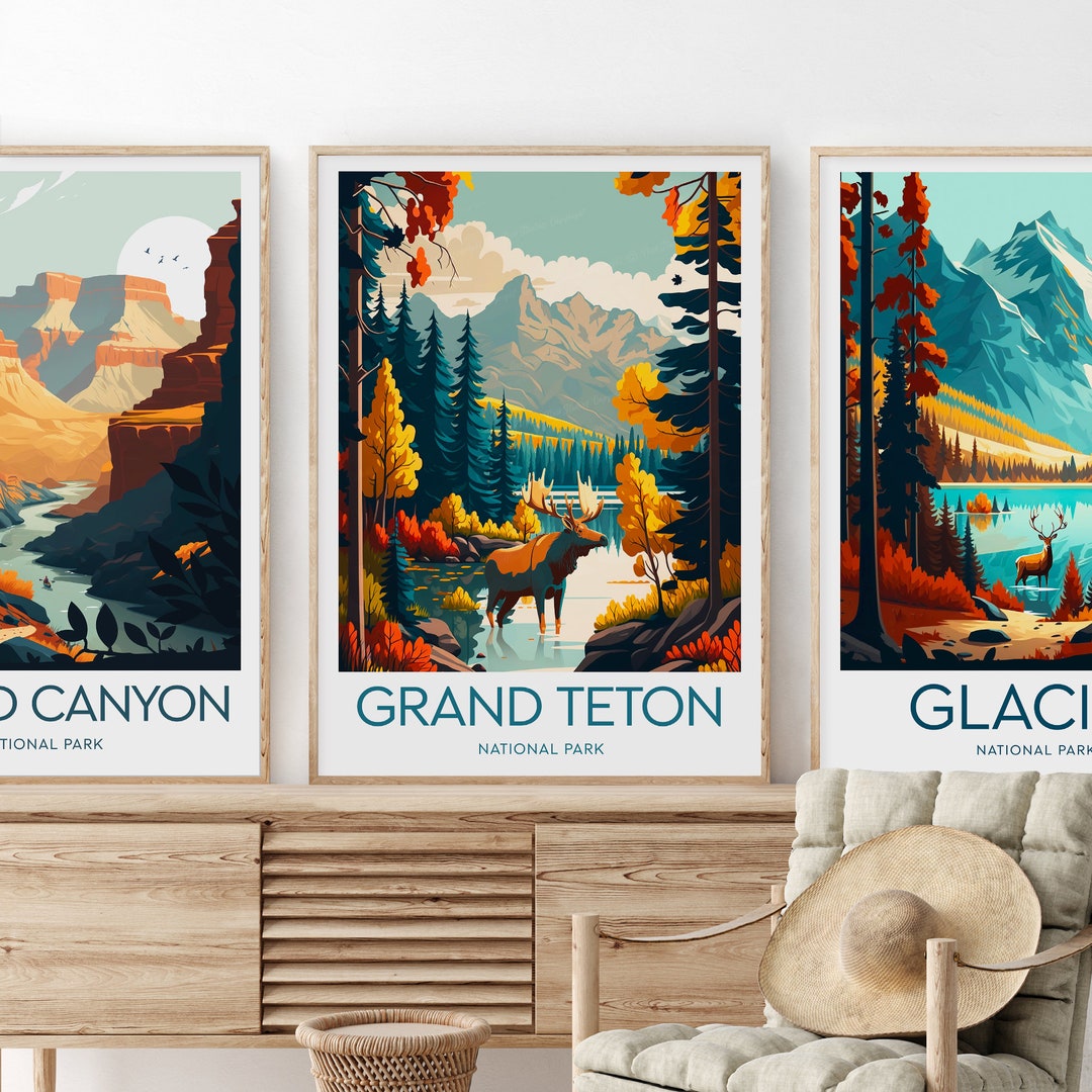 Grand Teton Travel Print - National Park, Grand Teton Poster, Wall Art ...