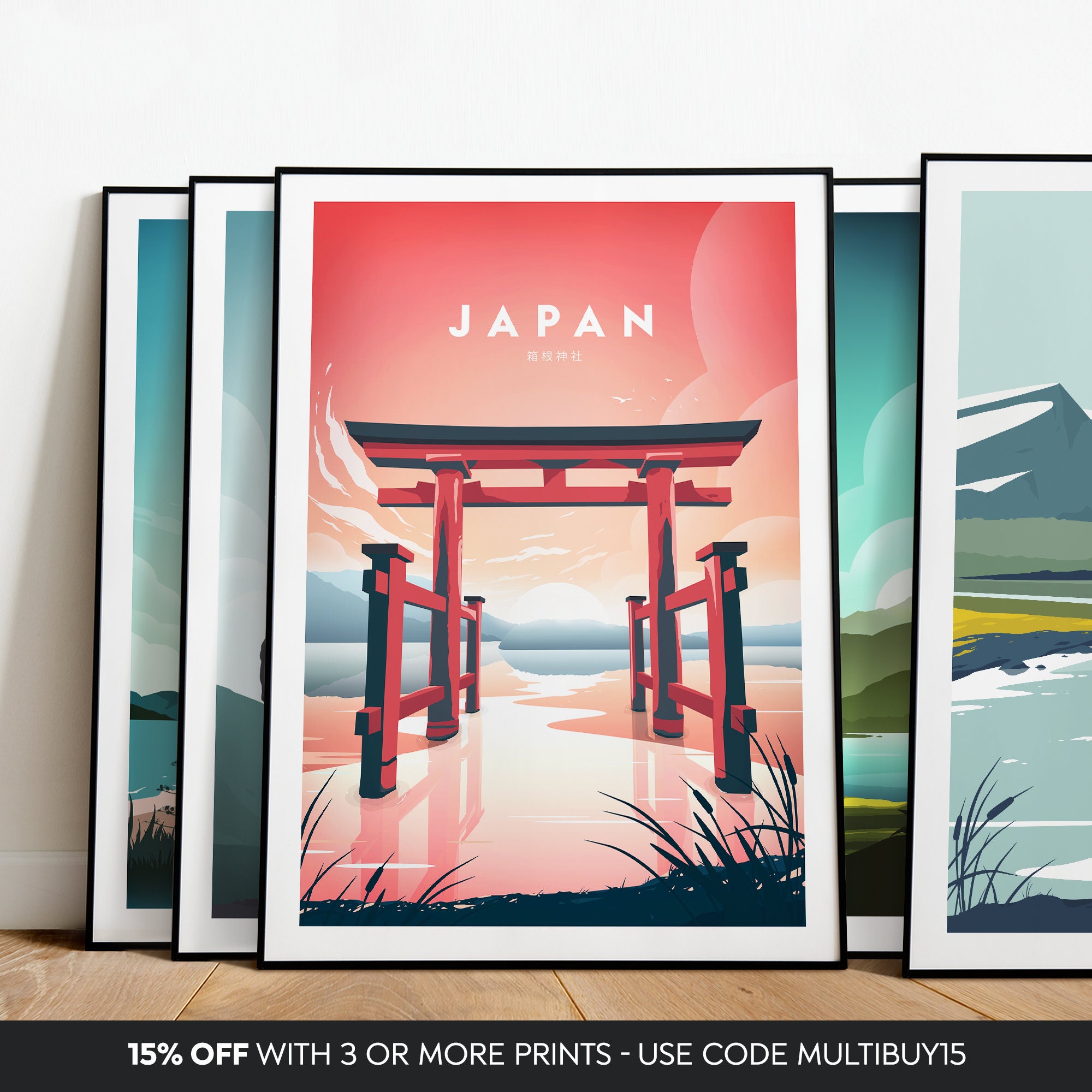 Japan Sunset Traditional Travel Print Hakone Shrine Japan - Etsy UK