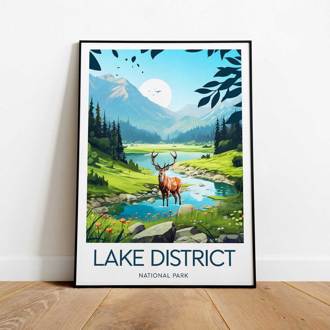 Lake District Travel Print - National Park, Lake District Print, Lake ...