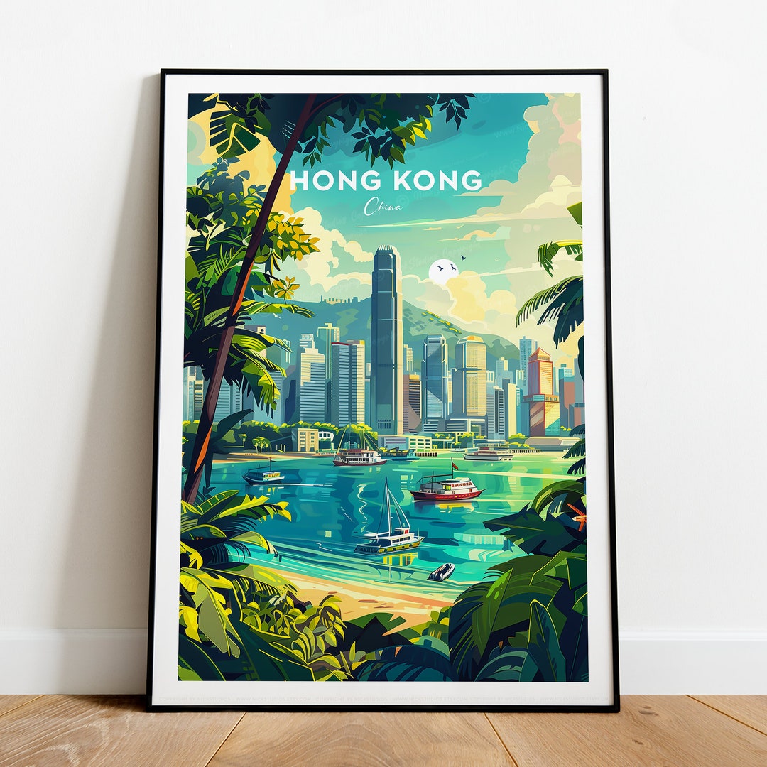 Honk Kong Traditional Travel Print - China, Hong Kong Poster, Wedding ...
