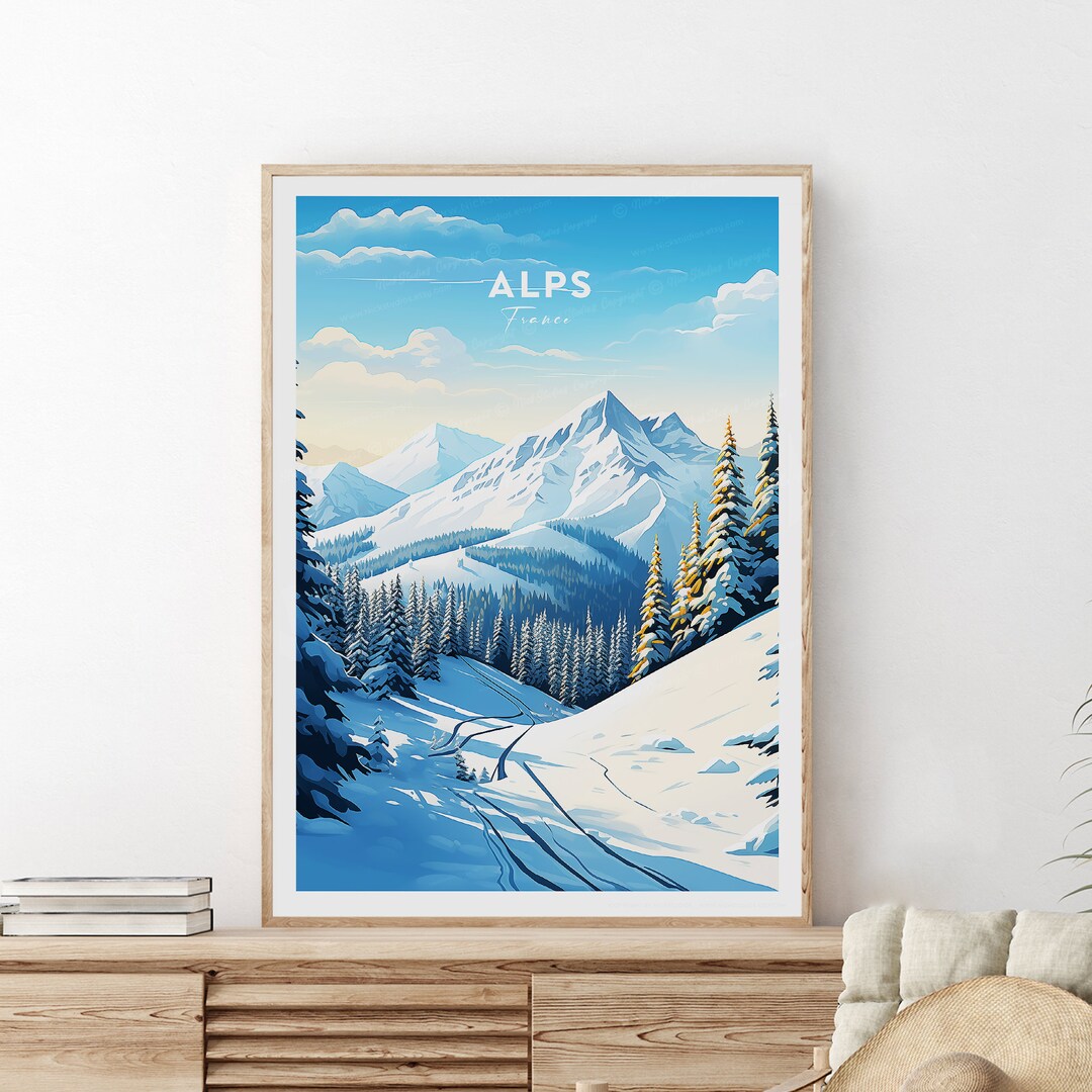 The Alps Traditional Travel Print - France - Alps, Ski Resort, Alps ...
