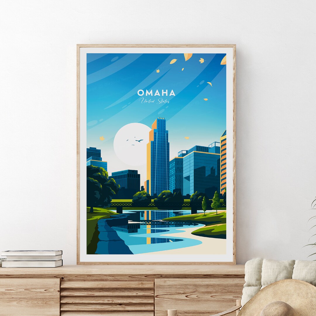 Omaha Traditional Travel Print - United States, Omaha Poster, Nebraska ...