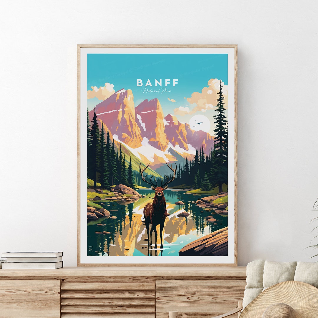 Banff Traditional Travel Print - Canada, Banff Print, Banff Poster ...