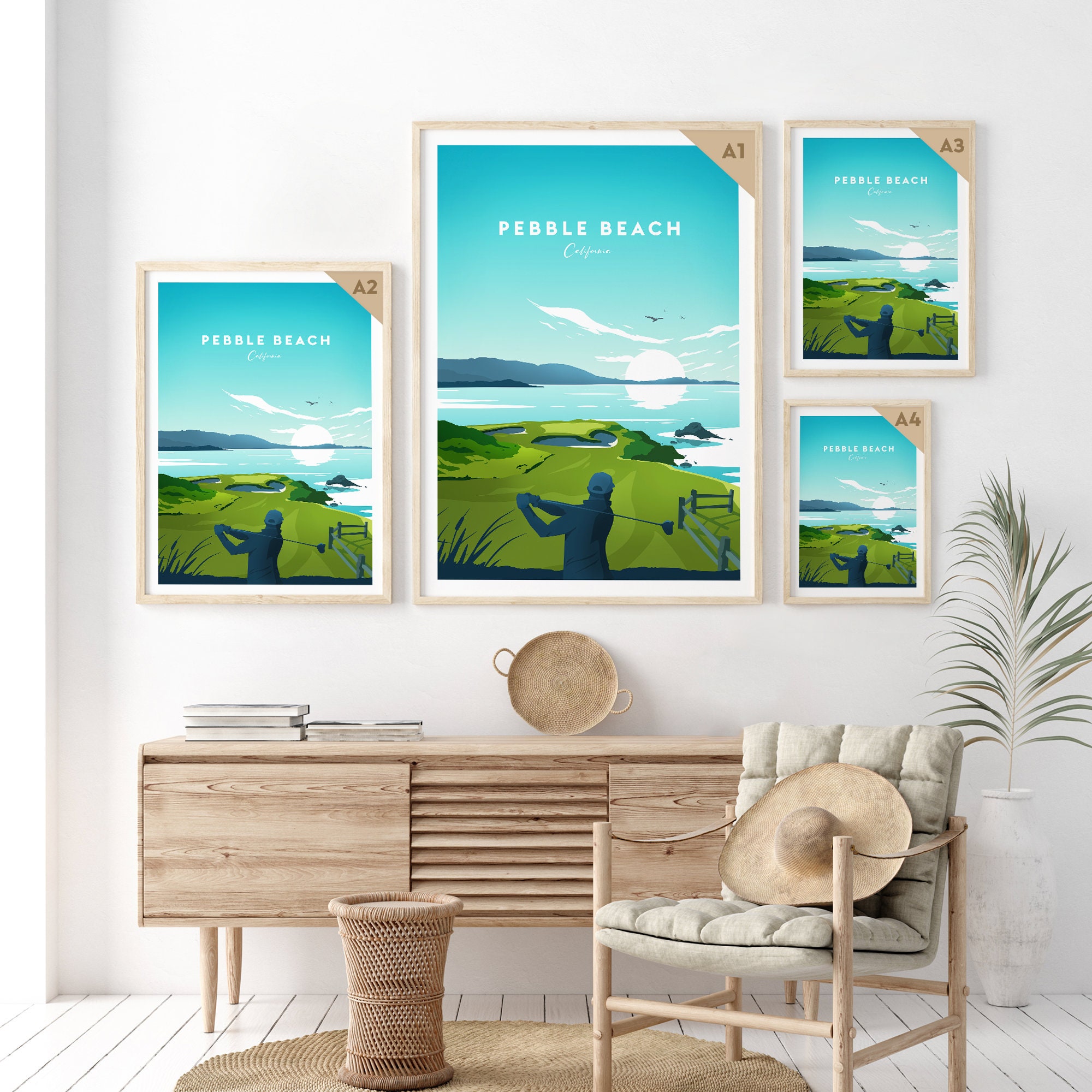 Pebble Beach Golf Links Traditional Print California Pebble - Etsy
