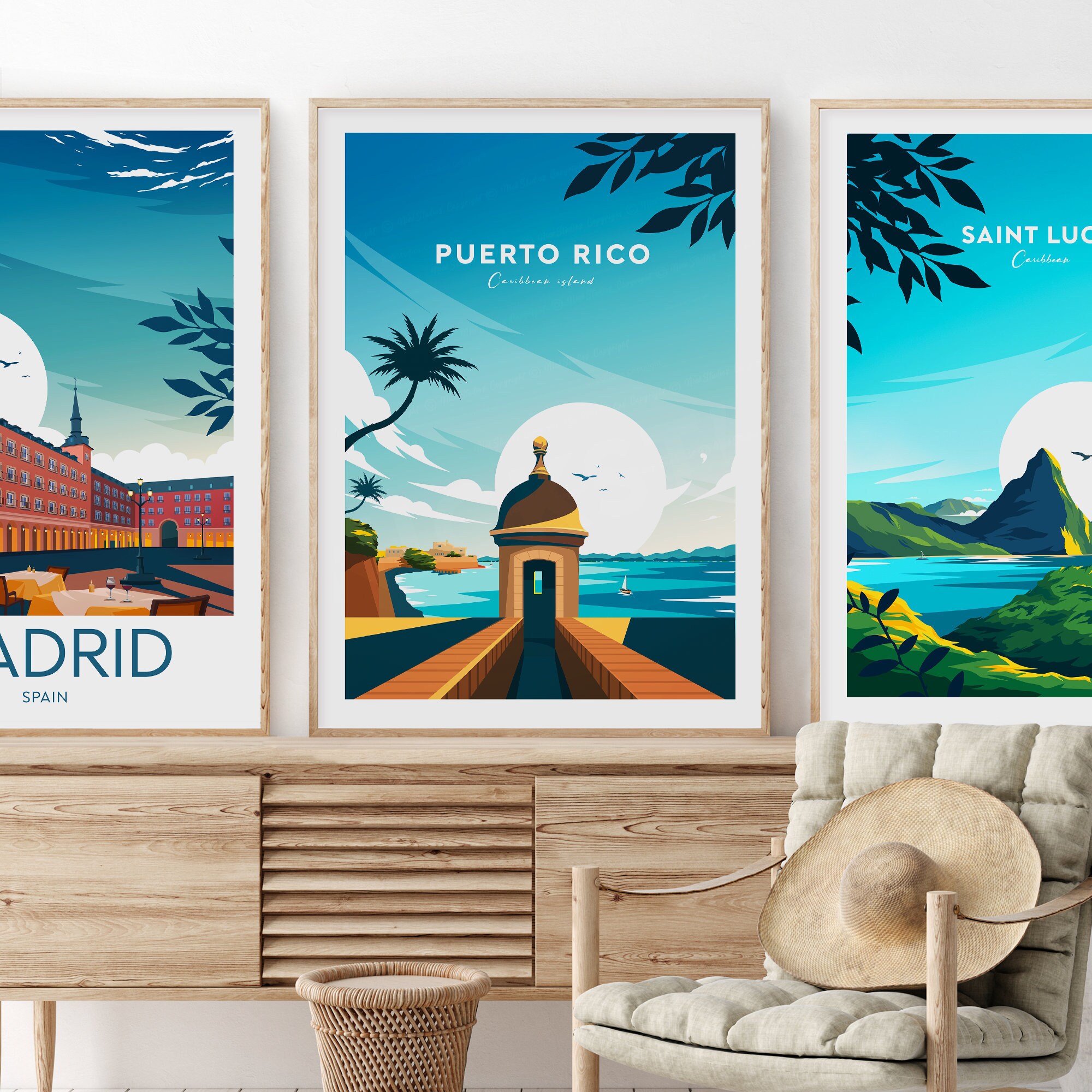 Puerto Rico Traditional Travel Print Caribbean Island - Etsy