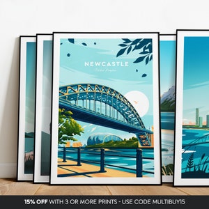 Newcastle Travel Print - United Kingdom, Newcastle Upon Tyne Poster ...