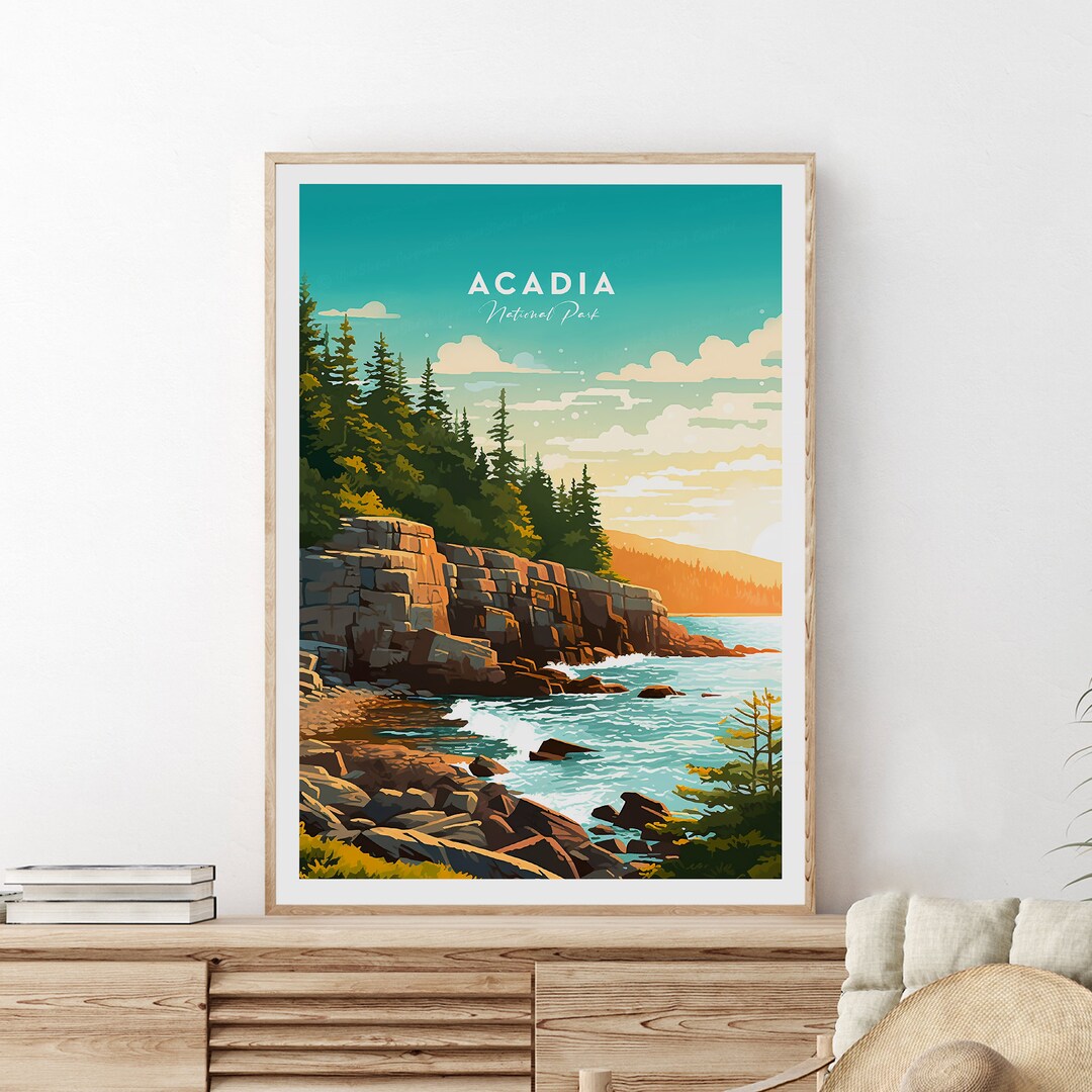 Acadia Traditional Travel Print - National Park, Arcadia Print, Arcadia ...