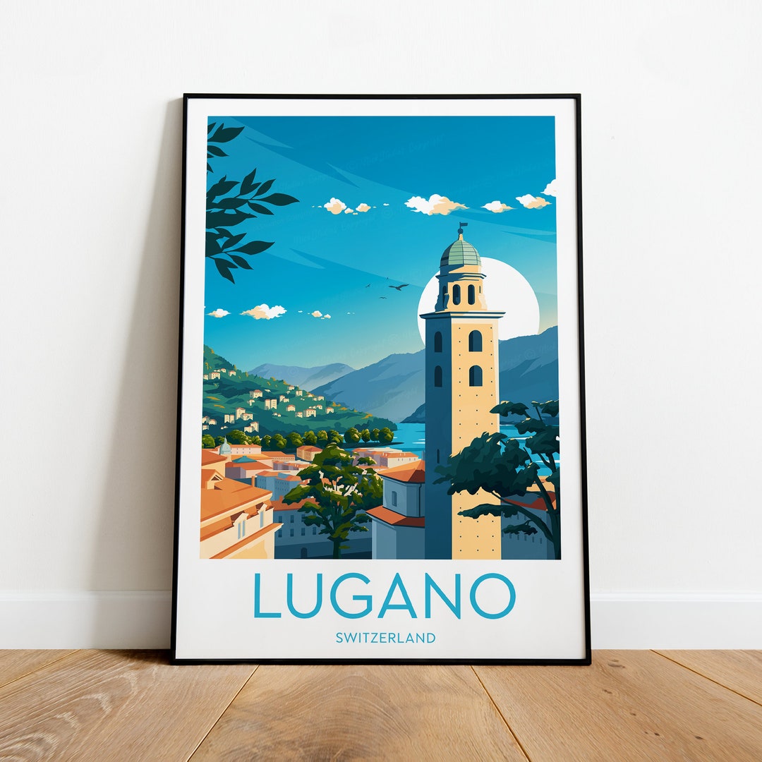 Lugano Travel Print - Switzerland, Lugano Poster, Wedding Gift, Custom ...