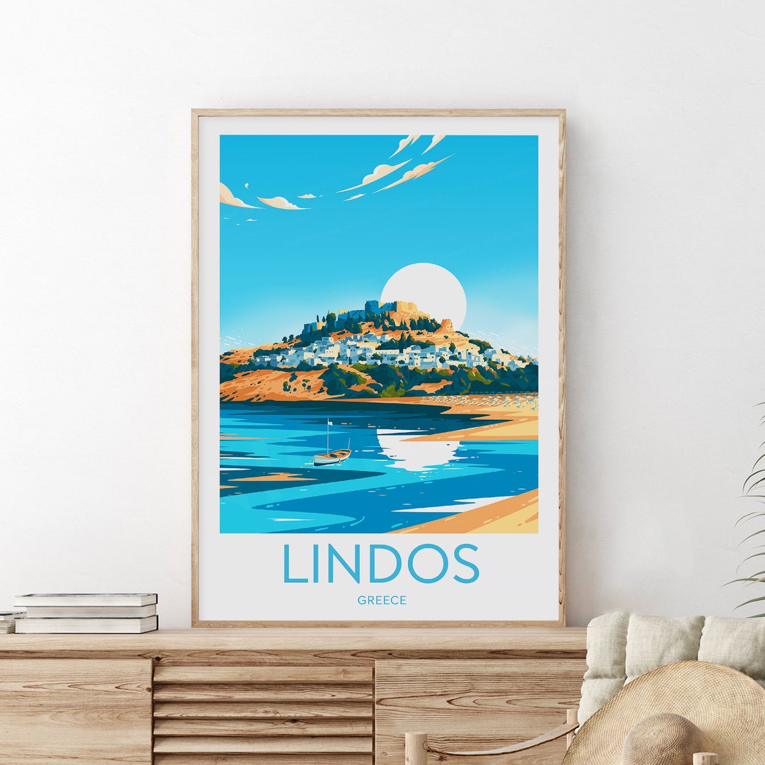 Lindos Travel Print - Greece, Lindos Poster, Wedding Gift, Birthday ...