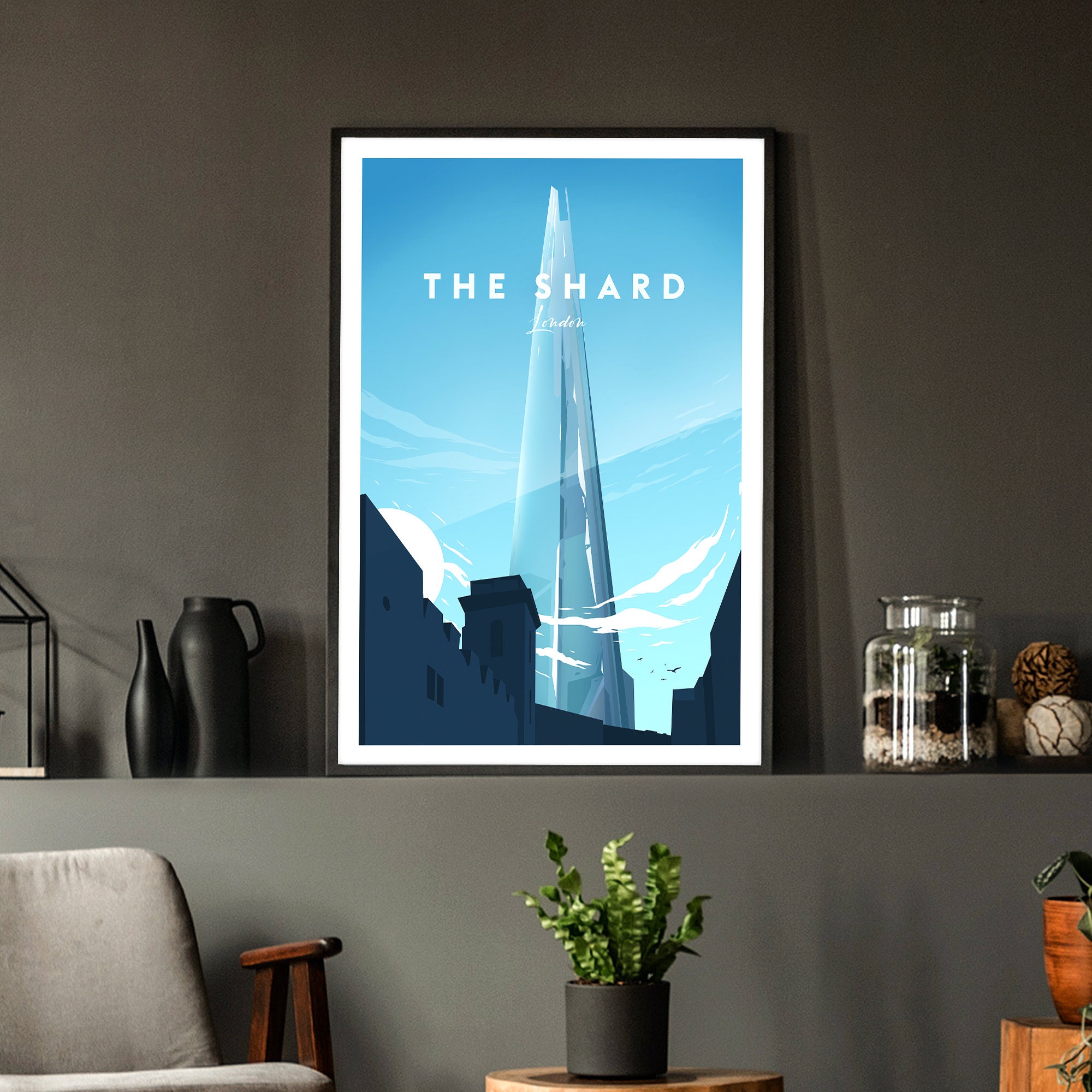 The Shard traditional travel print London | Etsy