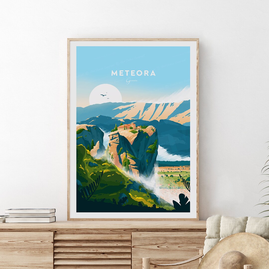 Meteora Traditional Travel Print - Greece, Meteora Poster, Greece ...