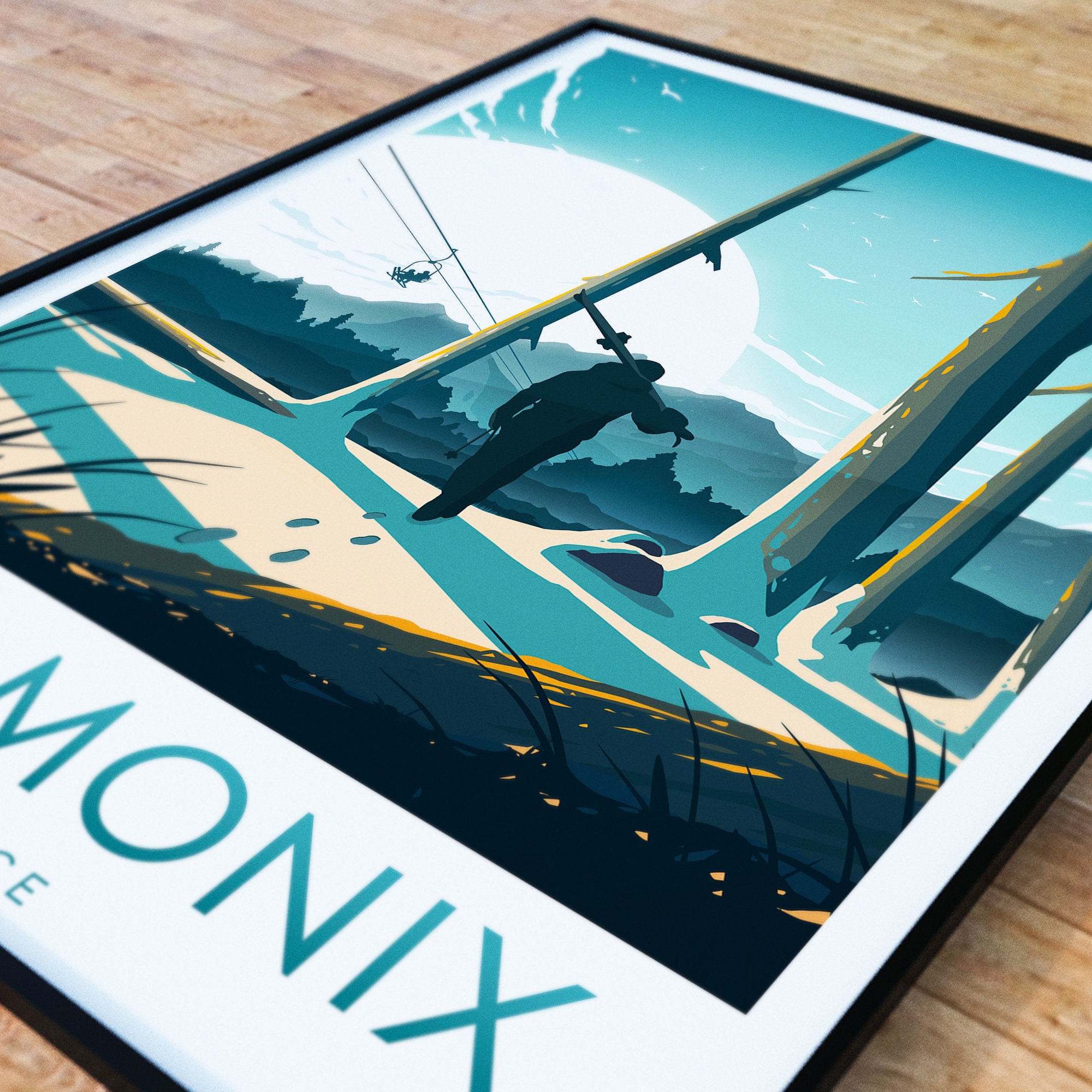 Chamonix Travel Print - France - Ski Resort, Chamonix Print, Wall Art ...