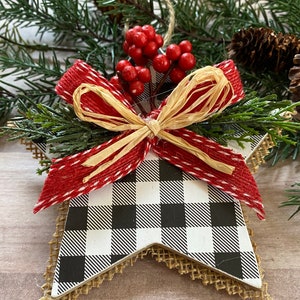 Farmhouse Star Ornament Buffalo Check Christmas Tree - Etsy
